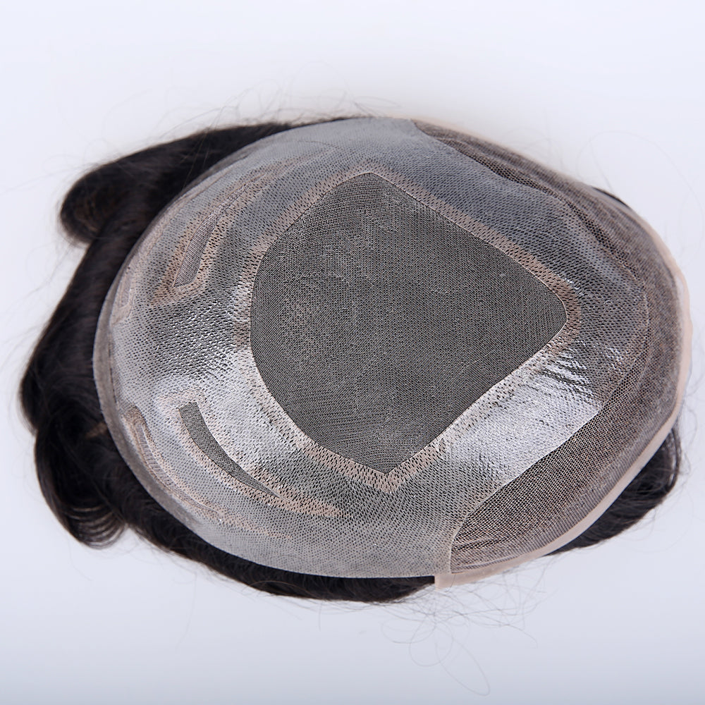 Lace Front Toupee hair systems For Men Mono Top with PU Skin Wigs ...