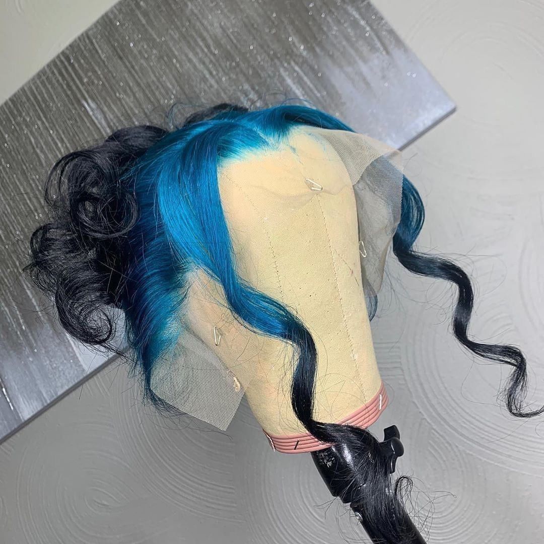 Human Hair Blue And Black Ombre Color Lace Front Wig – Prosp Hair Shop