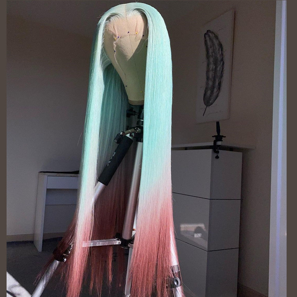 Human Hair Mint Green Ombre Color Lace Front Fashion Wig – Prosp Hair Shop