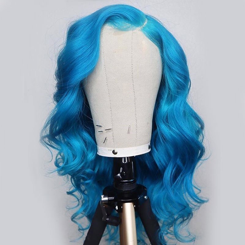 Real Human Hair Body Wave Ocean Blue Lace Front Wigs – Prosp Hair Shop